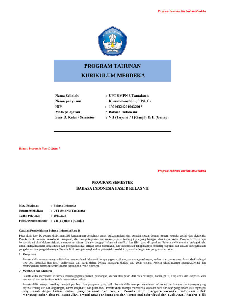 Promes Kurikulum Merdeka | PDF