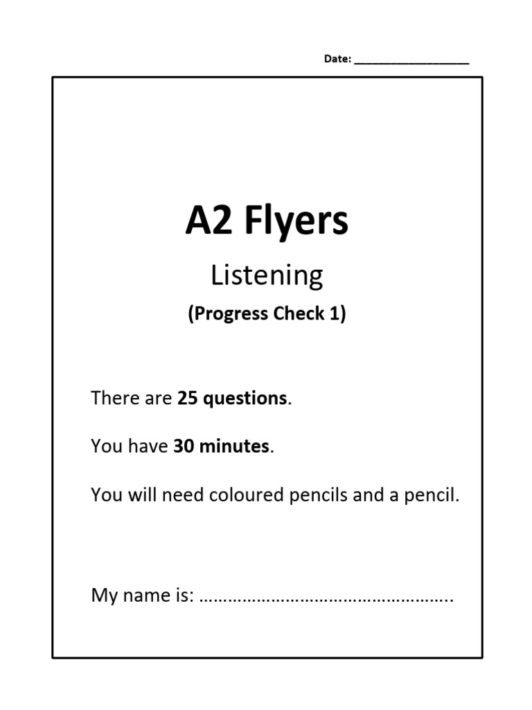 A2 Flyers Progress Check 1 (Listening) | PDF A2 Flyers Progress Check 1 (Listening) | PDF