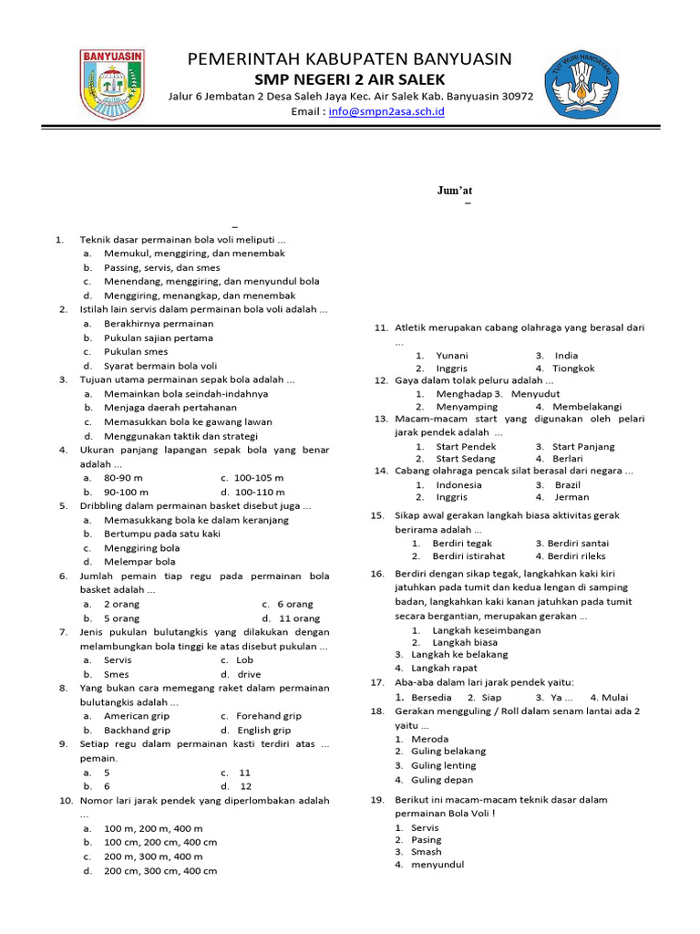 Soal Pas Pjok Kelas 7 | PDF