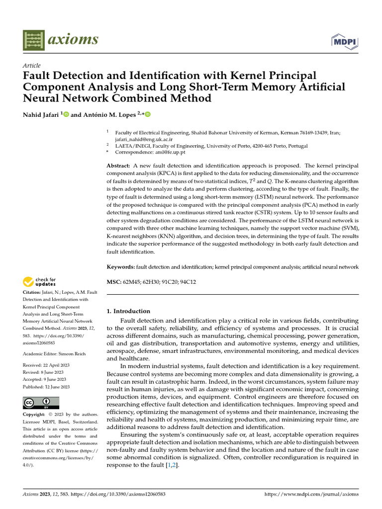 1 - Fault Detection and Identification With Kernel Principal - IF - 2 - Q3 - HI - 27 | PDF ...