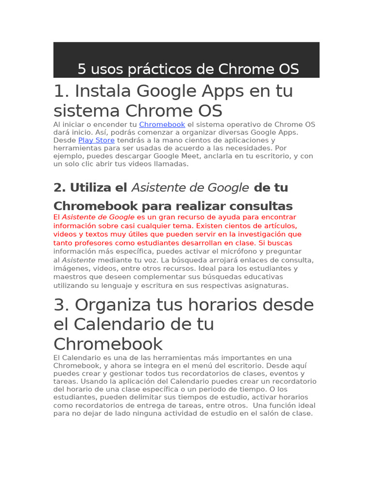 5 Usos Prácticos de Chrome OS | PDF | Ios | Aplicación movil