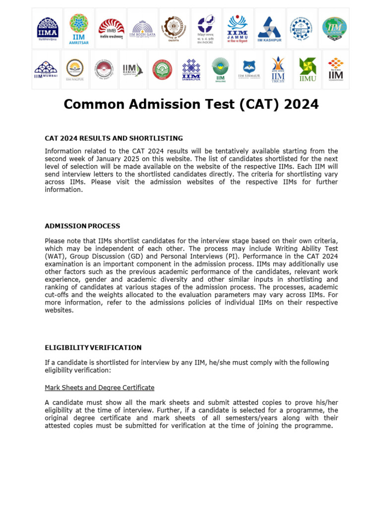 Selection Process of IIMs 2024 | PDF | University And College Admission ...