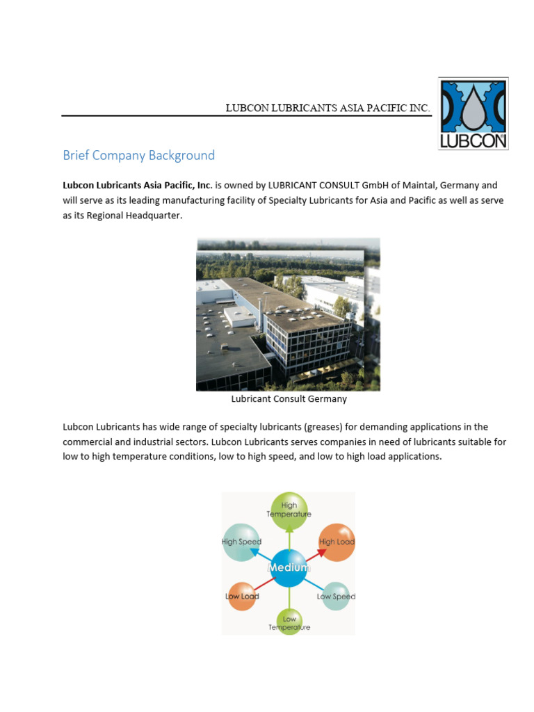 Lubcon Company Profile | PDF | Lubricant | Materials