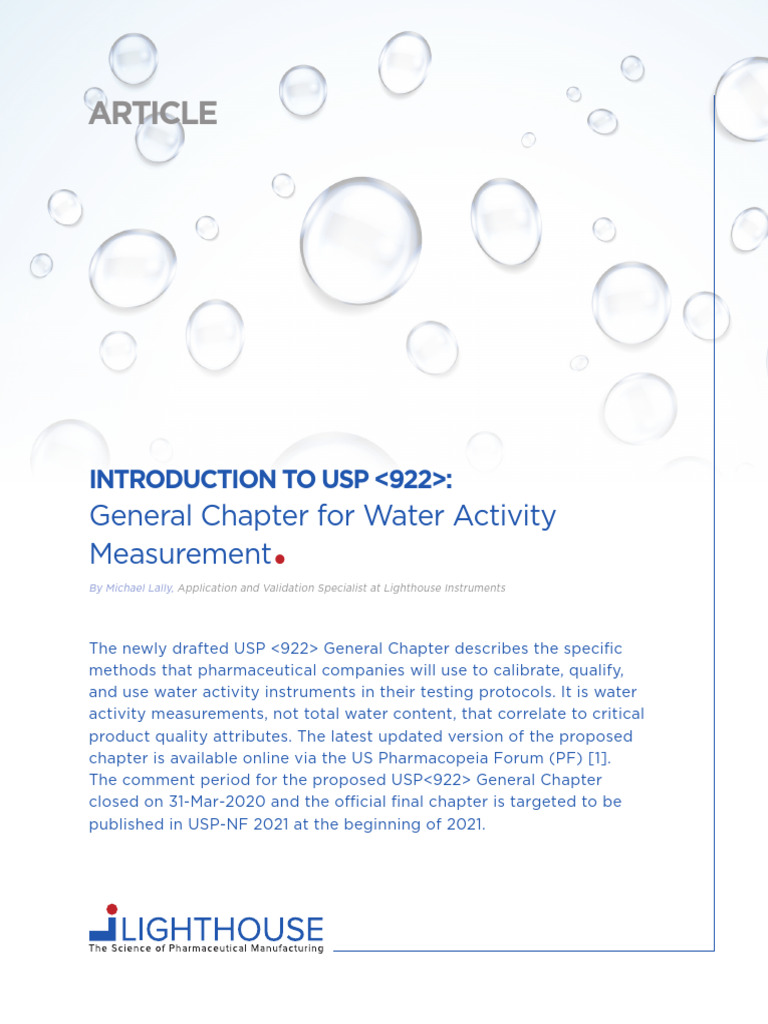USP : Water Activity Measurement Guide | PDF | Tablet (Pharmacy ...