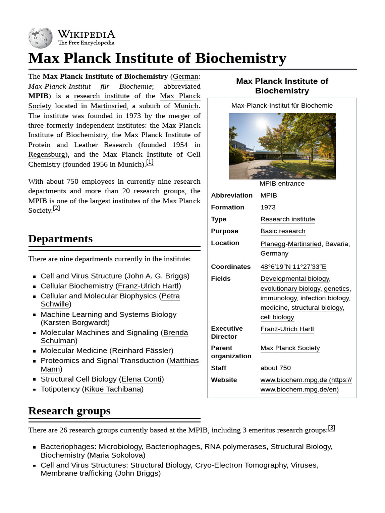 Max_Planck_Institute_of_Biochemistry | PDF | Structural Biology | Proteins