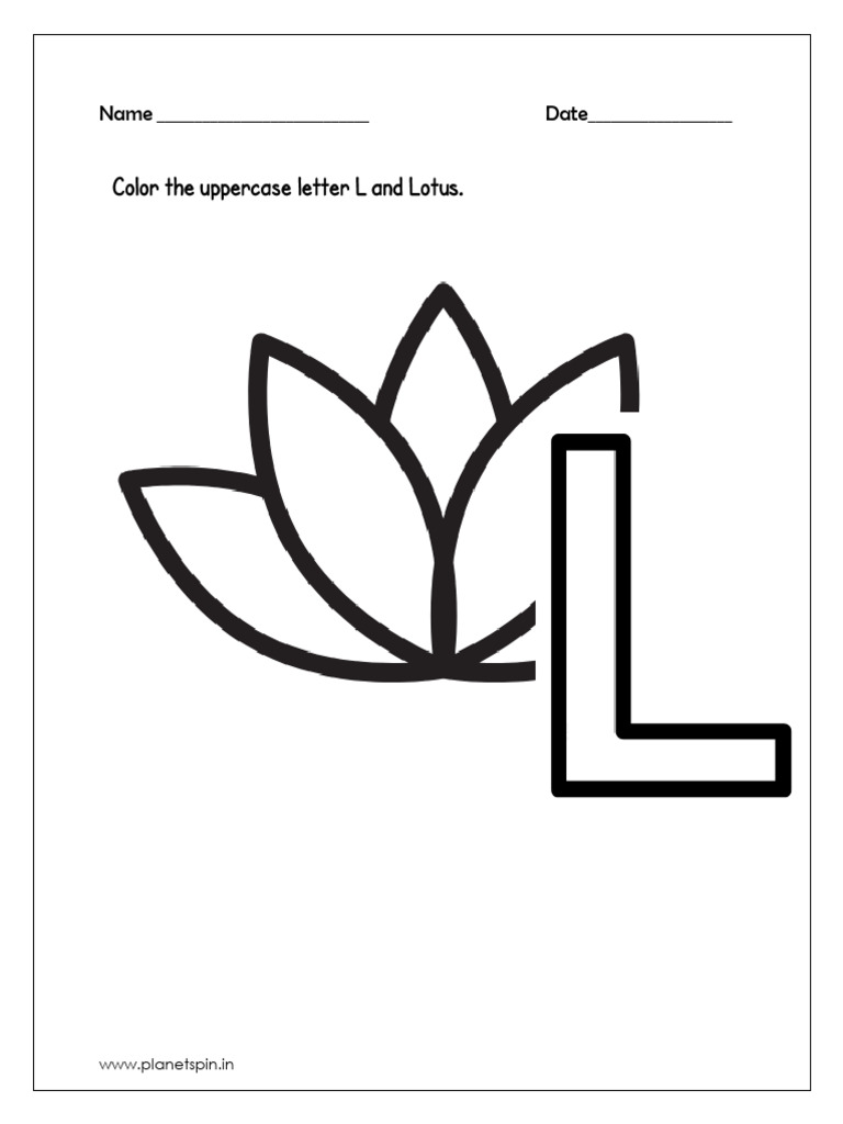 Color The Uppercase Letter L and Color The Lotus | PDF