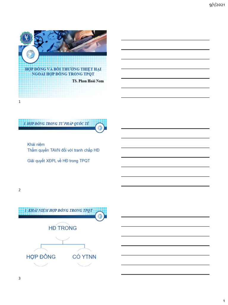 Hợp Đồng Và Bồi Thường Thiệt Hại Ngoài Hợp Đồng Trong Tpqt | PDF