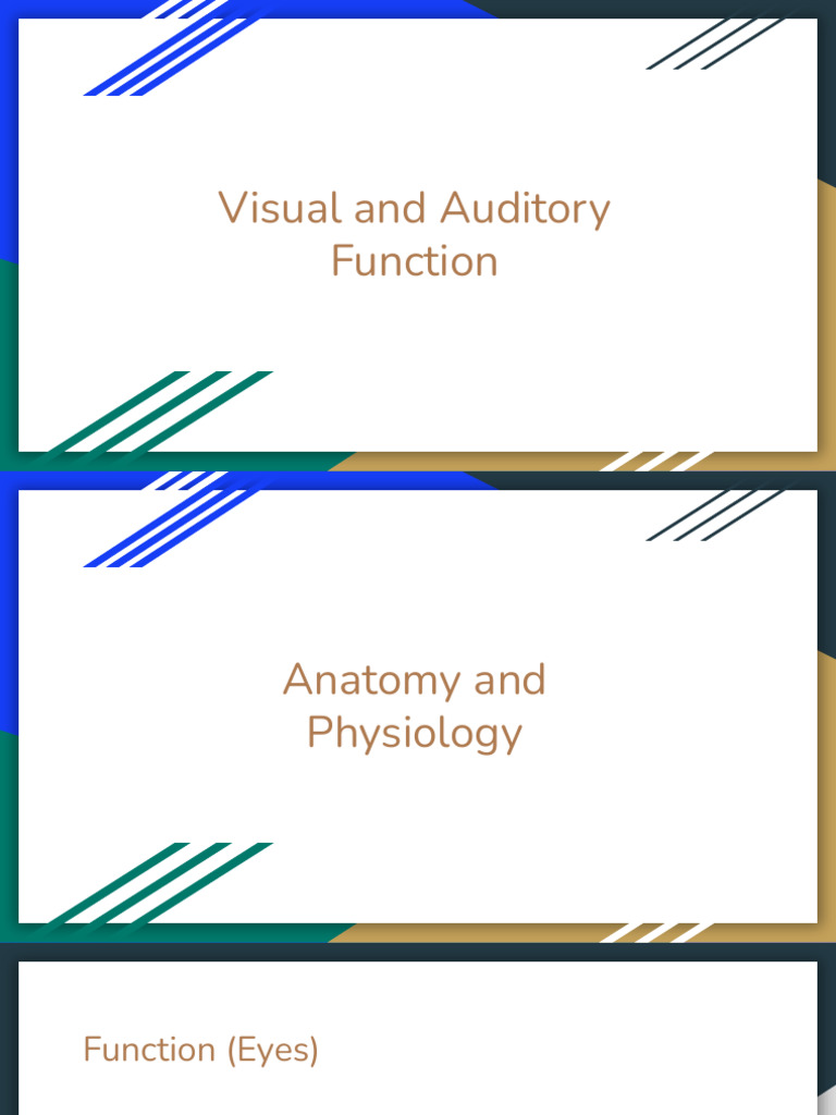 Visual and Auditory Function | PDF | Human Eye | Visual Acuity