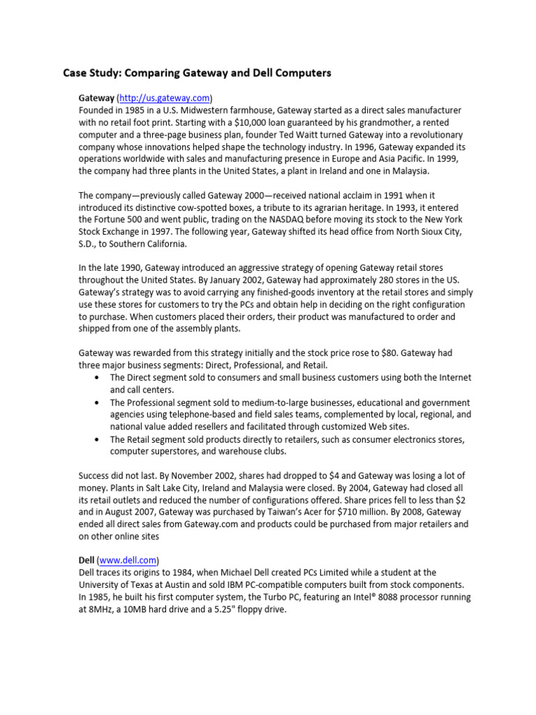 CASO DE ESTUDIO - Case Study - Dell | PDF | Dell | Computer Hardware