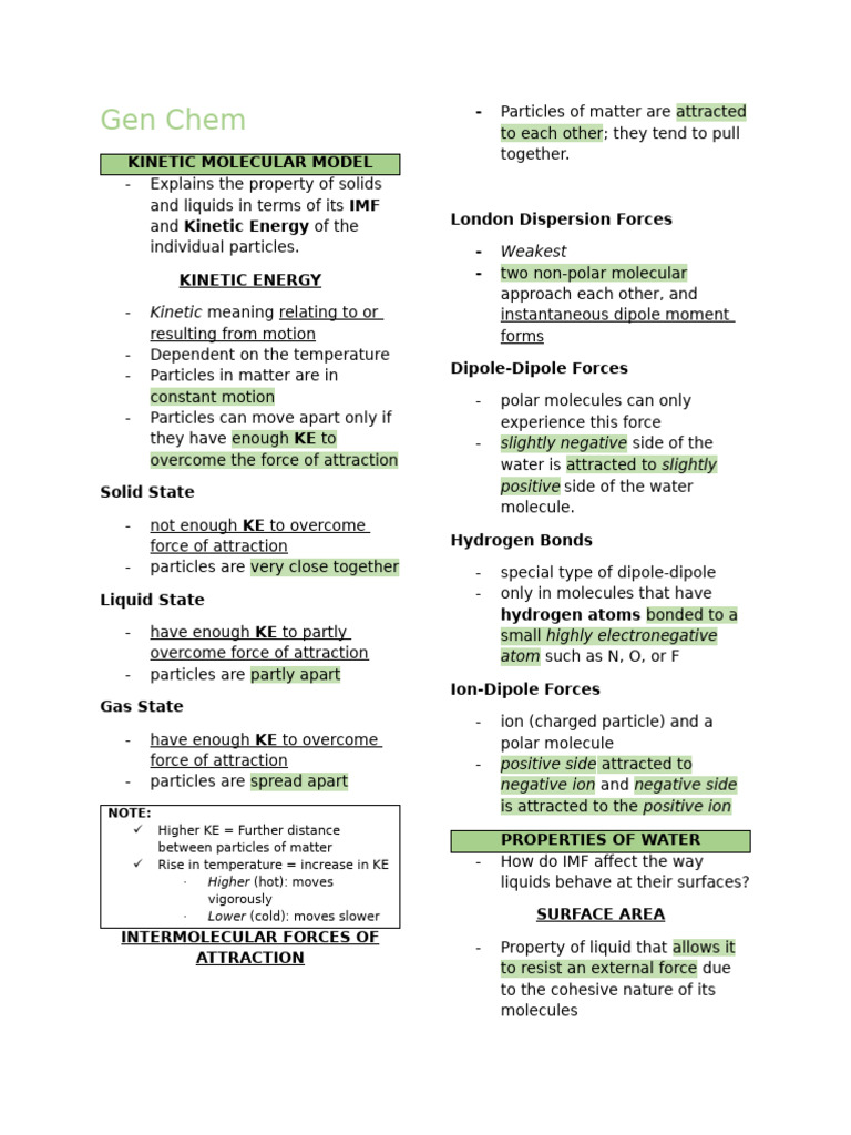 Gen Chem Notes | PDF | Intermolecular Force | Chemical Bond