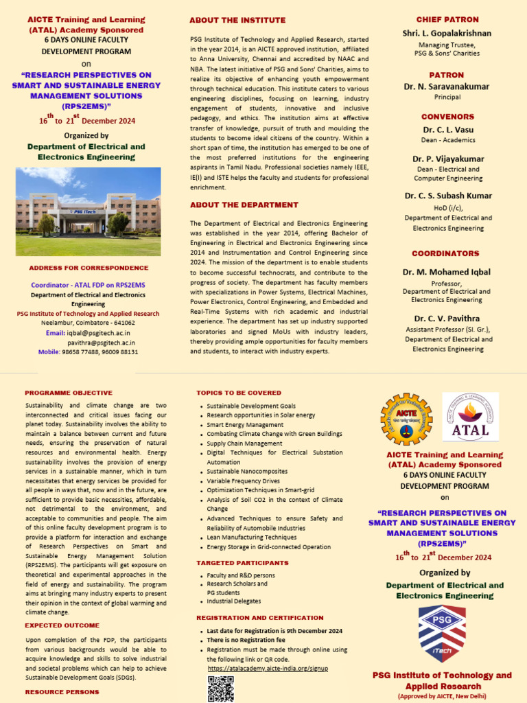 PSGiTech-ATAL-FDP-RPS2EMS-Brochure and Session Details-14.11.2024-Final ...