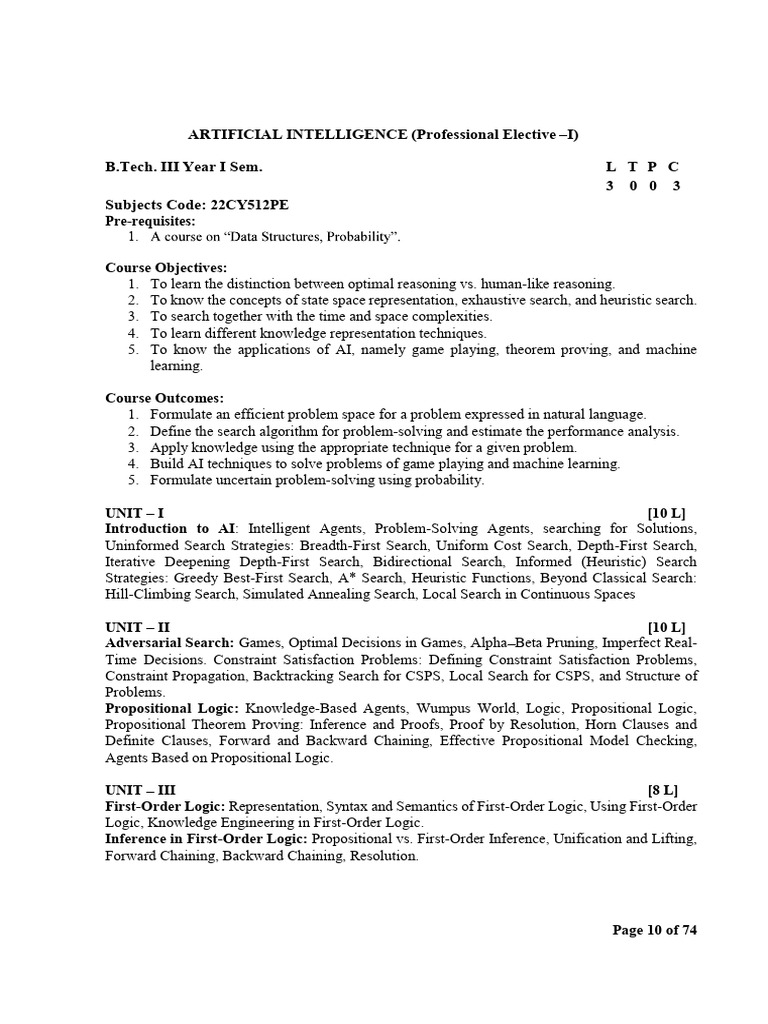 AI-SYLLABUS | PDF | Artificial Intelligence | Intelligence (AI) & Semantics
