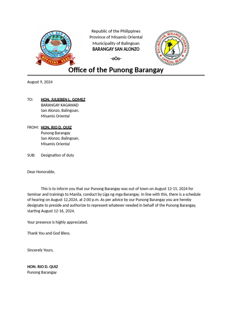 DESIGNATION LETTER | PDF
