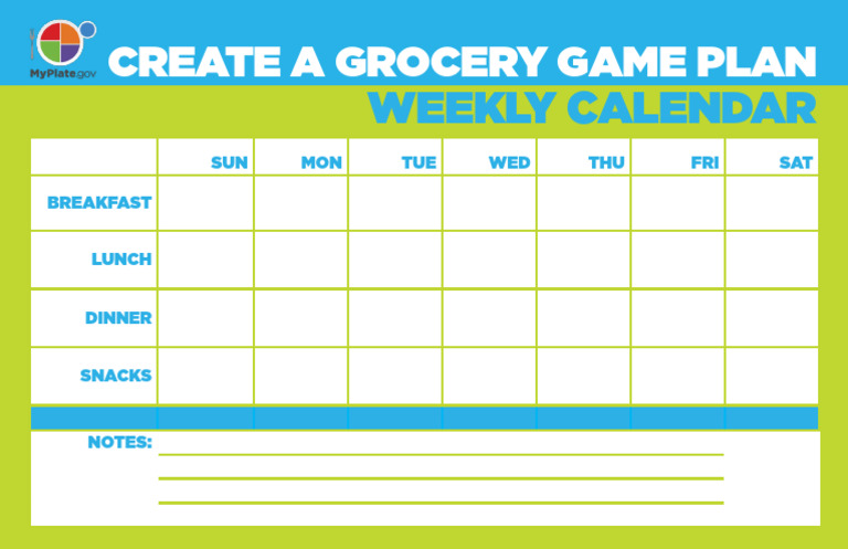 MyPlate-Create-A-Grocery-Game-Plan-Weekly-Calendar | PDF