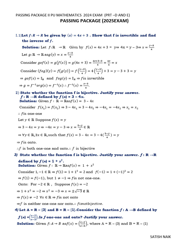 2025.II PU PASSING Questions & Answers | PDF | Functions And Mappings | Algebra