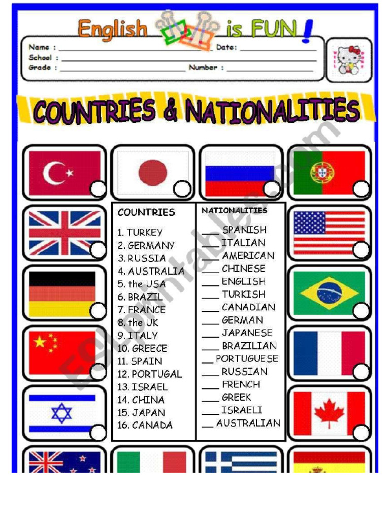 Countries Ex 1 | PDF