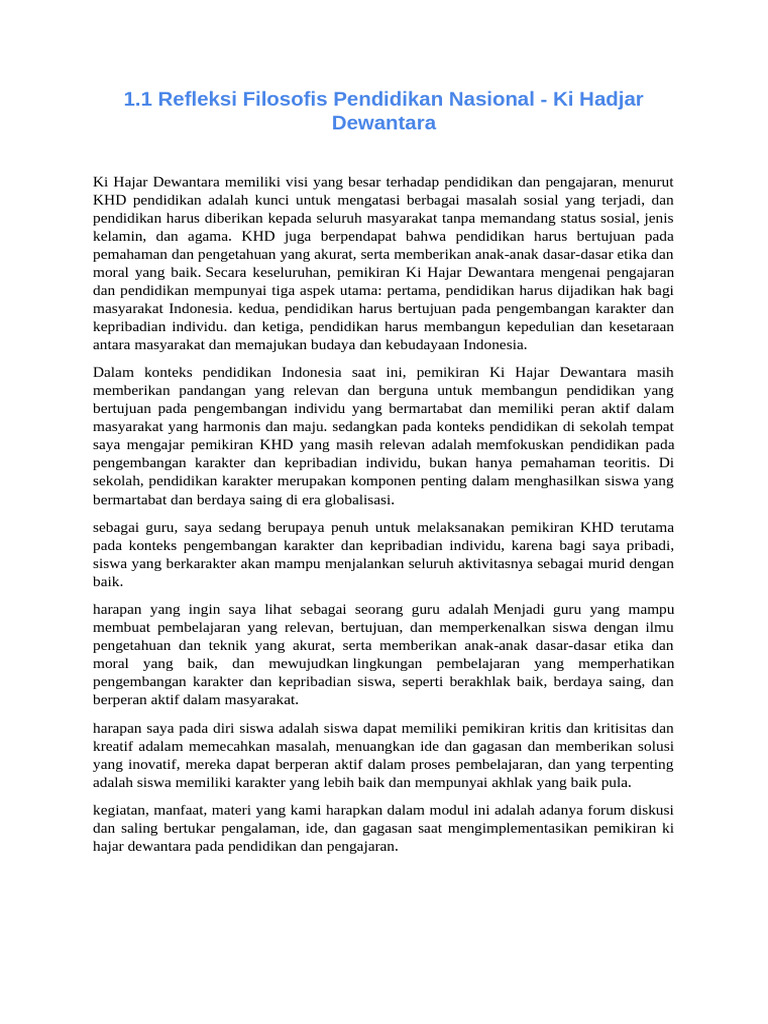 1.1 Refleksi Filosofis KHD | PDF