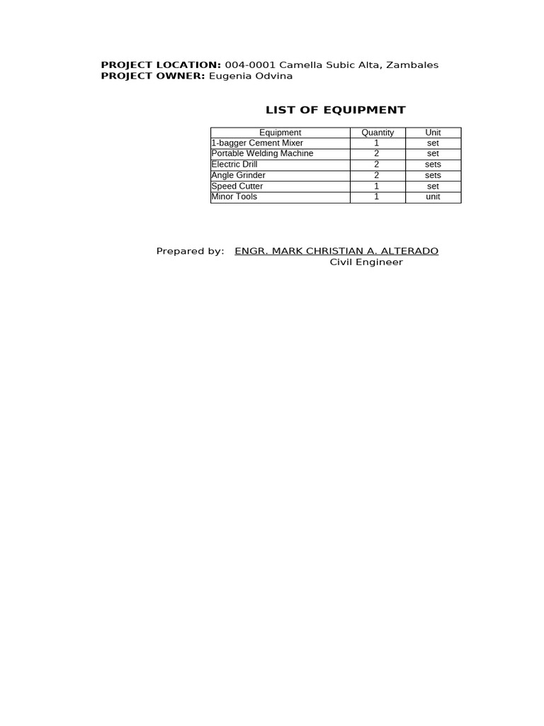 Equipment Materials Manpower | PDF | Building Materials | Industrial Processes