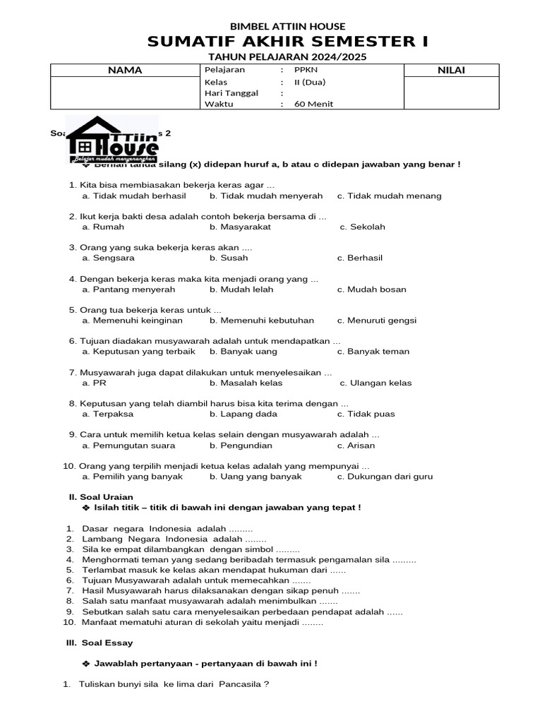 PPKN Kelas 2 PAS | PDF
