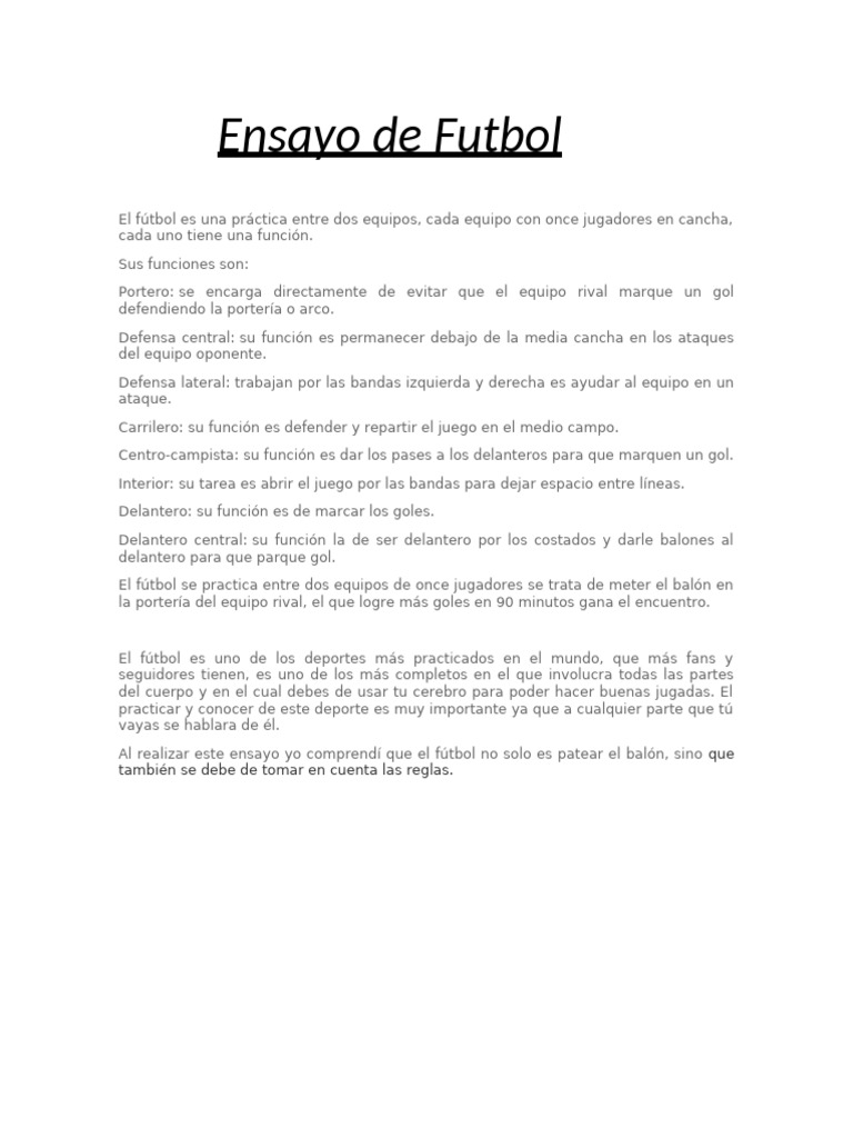 Ensayo de Futbol | PDF