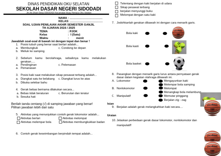 Soal Akm Pas Ganjil Kelas 1 2024-2025 | PDF