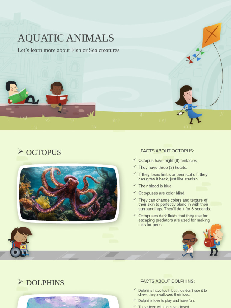 Aquatic Animals | PDF | Octopus | Turtle
