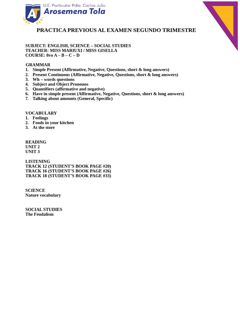 8egb - Study Guide - 2°term 2023 | PDF