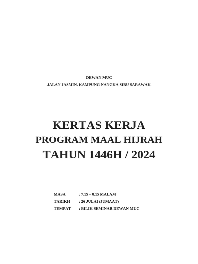 KERTAS-KERJA-MAAL-HIJRAH-Dewan MUC | PDF