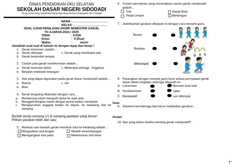 Soal Akm Pas Ganjil Kelas 2 20224-2025 | PDF