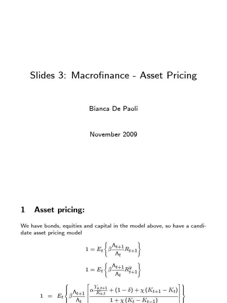 Slides 3 Macro Asset Pricing | PDF | Risk Premium | Risk Aversion