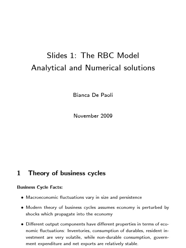 Slides 1 The RBC Model | PDF | Macroeconomics | Business Cycle