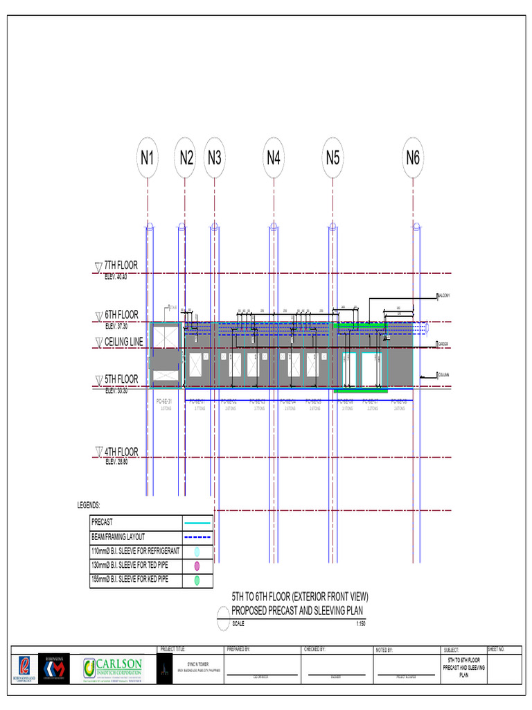 Precast and Sleeving Plan for Sync N Tower | PDF