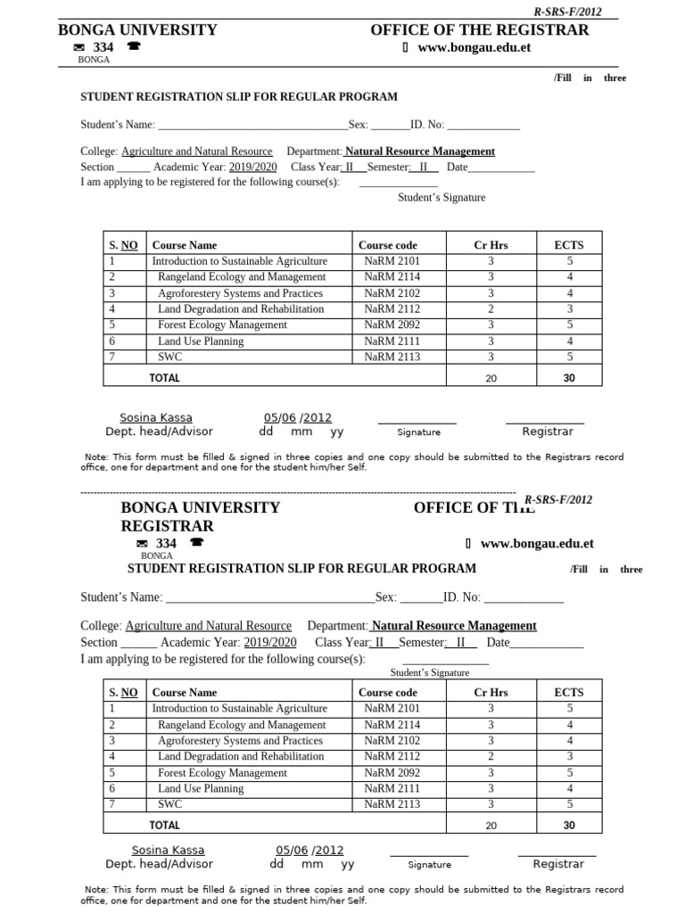 Student Registration Slip Form | PDF | Resource | Economies