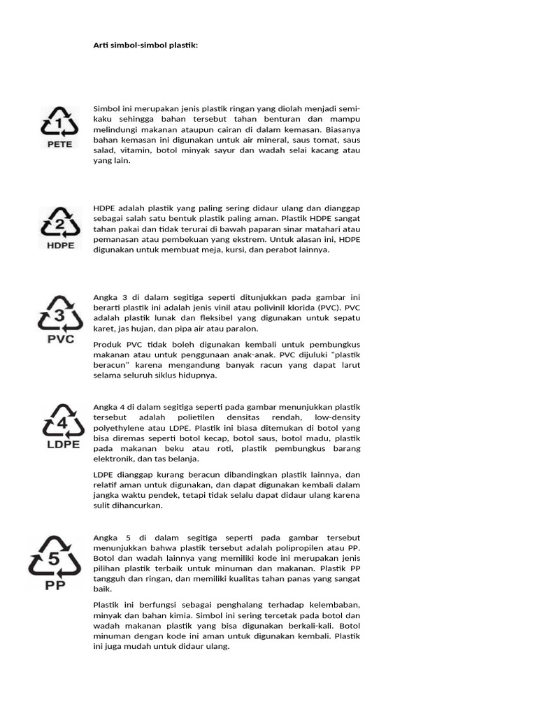 Arti Simbol dan Kode Plastik PP 5 | PDF