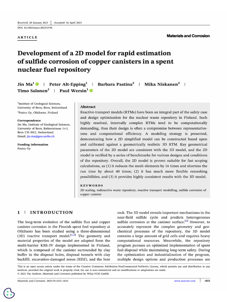 Development of a 2D model for rapid estimation of sulfide corrosion of ...