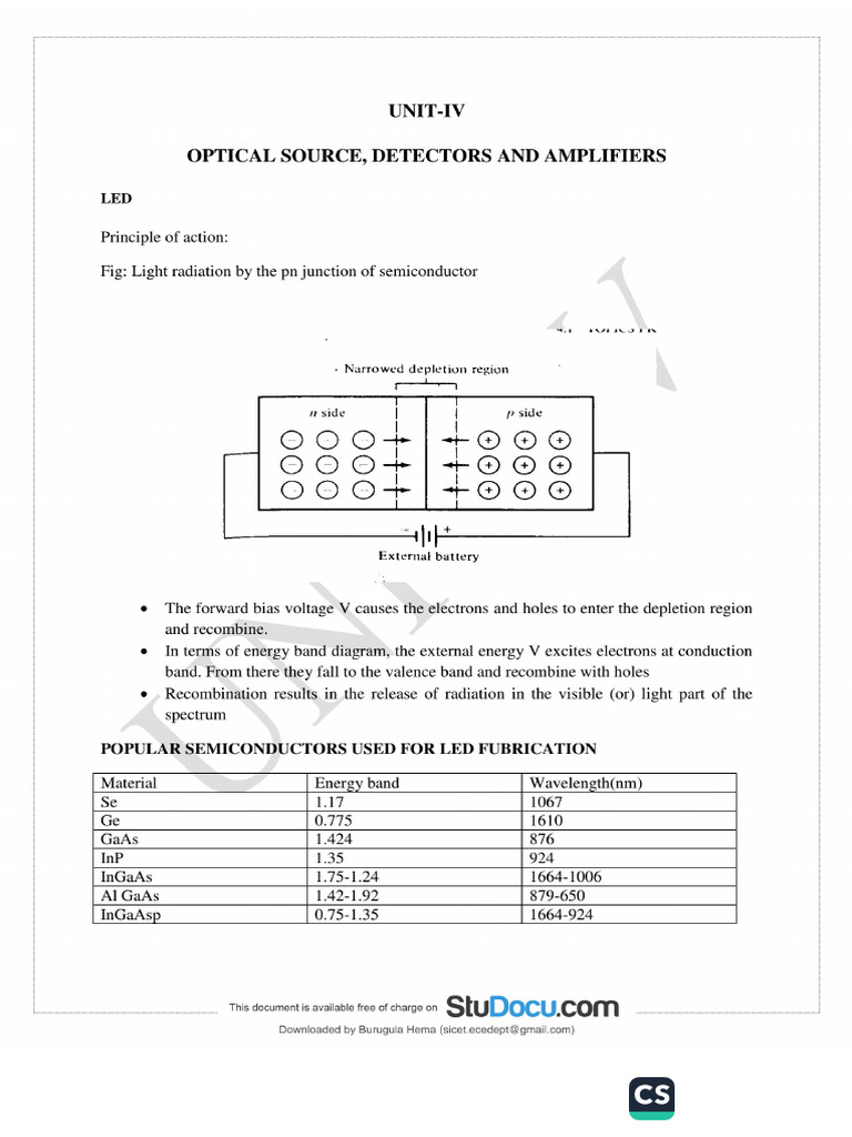 Optical Source & Detectors | PDF
