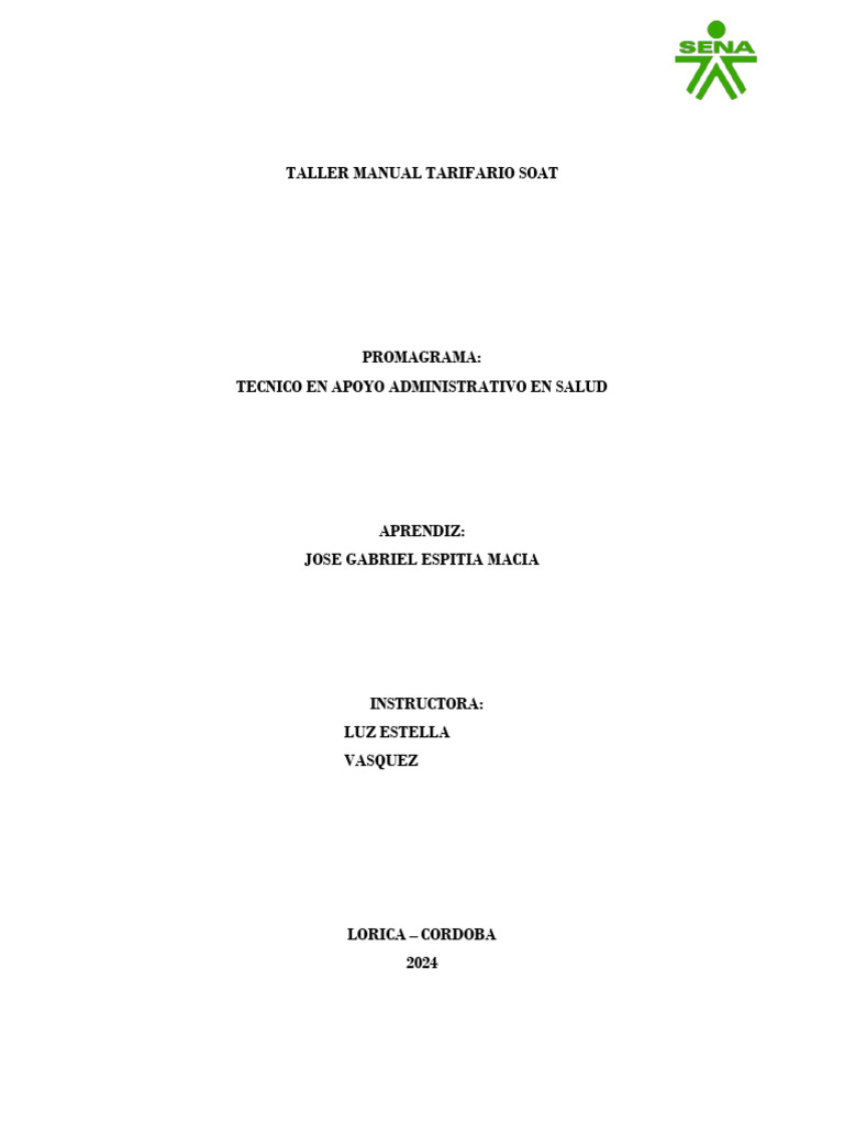 Taller Soat Jose Gabriel Espitia | PDF | Sistema musculoesquelético | Cirugía