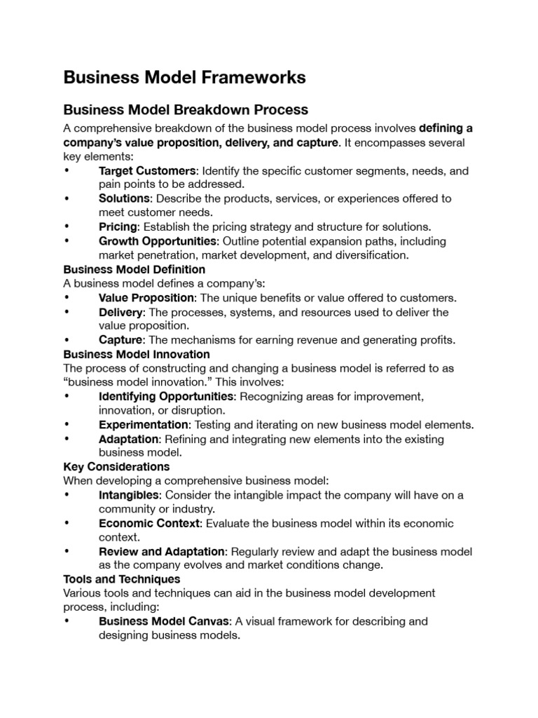 Business Model Frameworks | PDF | Business Model | Market Segmentation