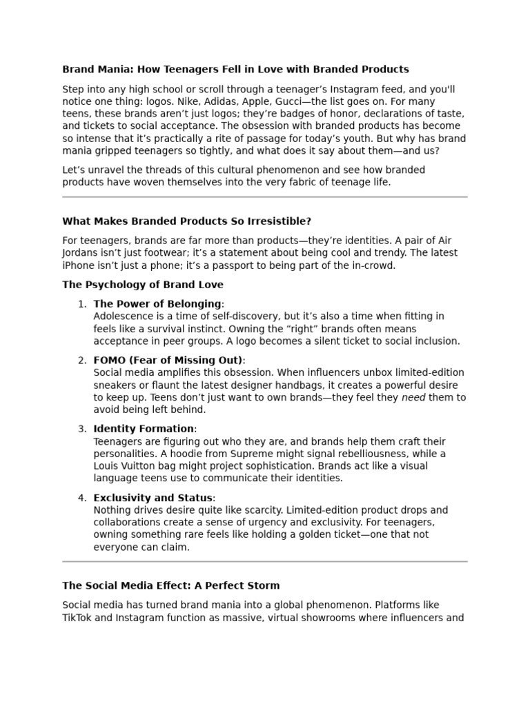 Brand Mania (Shubhadeep Santra) | PDF | Adolescence | Brand