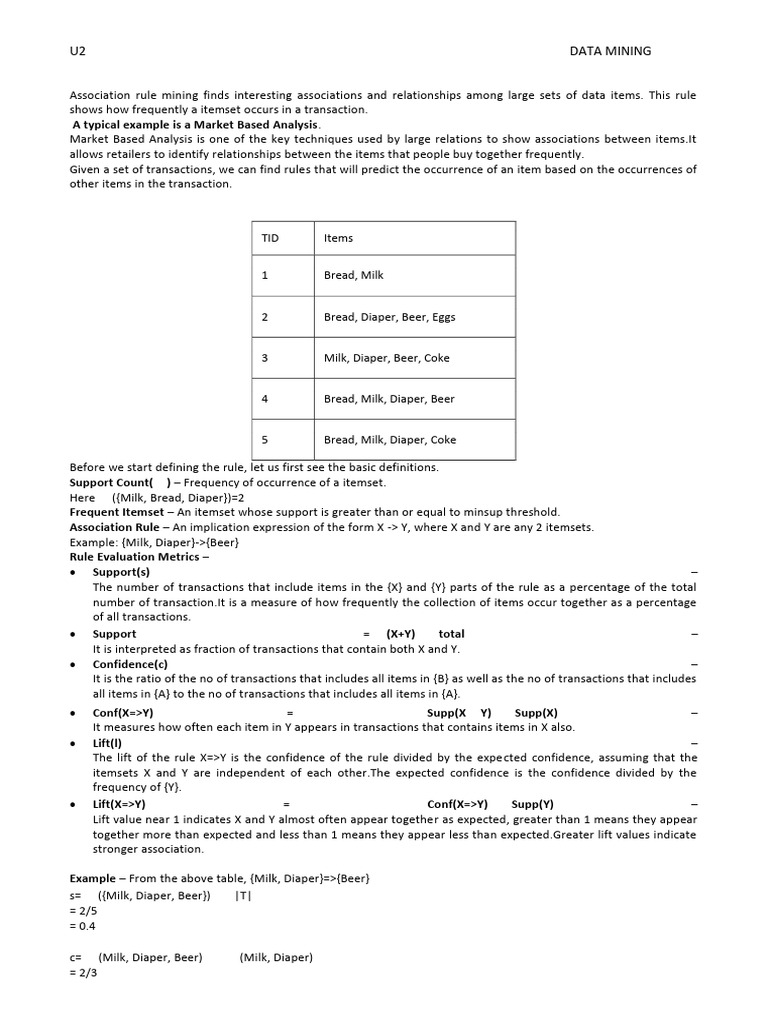 Unit3mining Association Rules | PDF | Computing | Algorithms And Data Structures