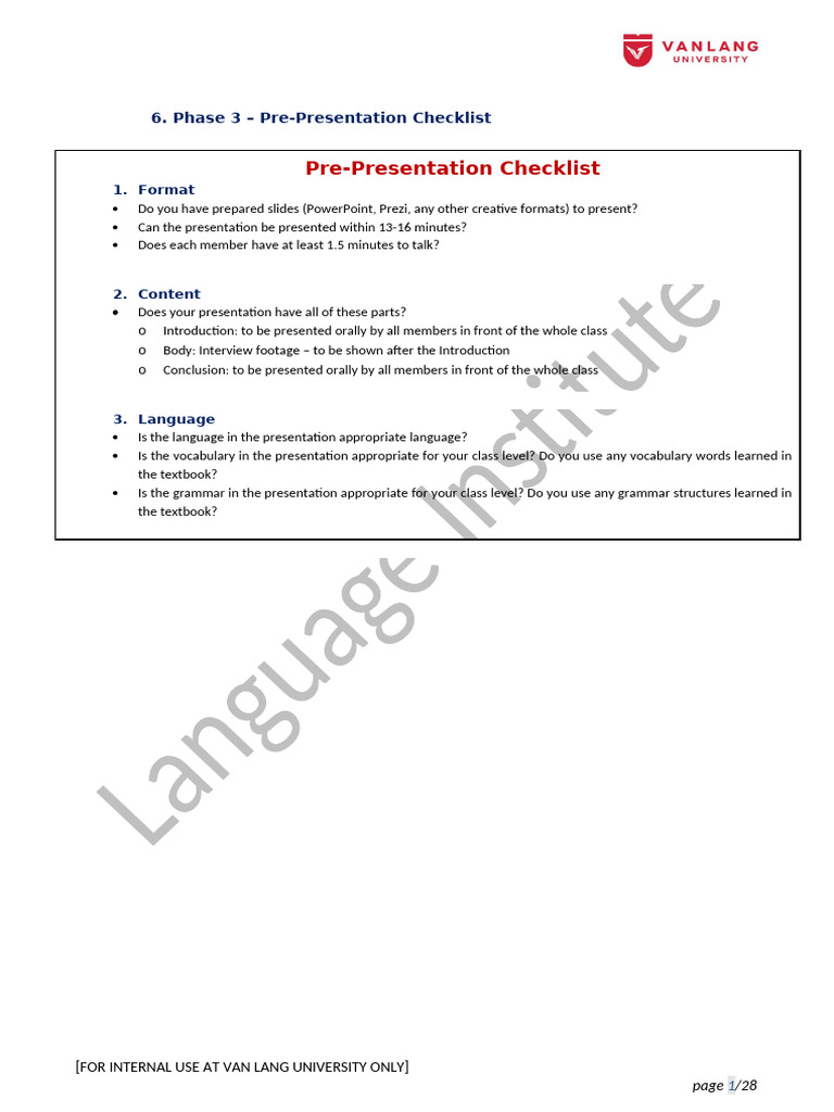 Presentation Checklist | PDF