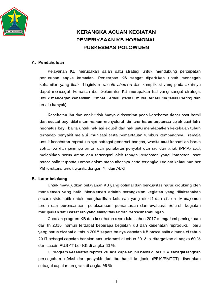 KAK Pemeriksaan KB Hormonal | PDF
