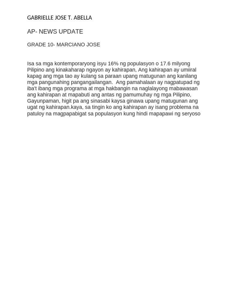 Ap-News Update: Gabrielle Jose T. Abella | PDF