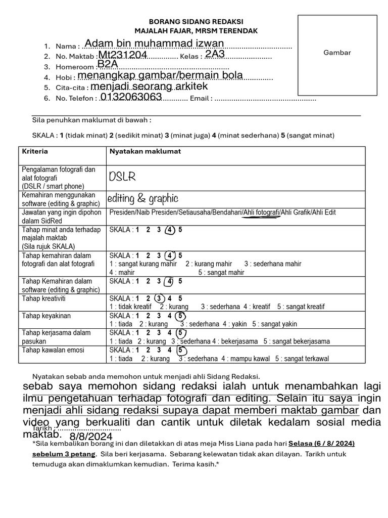 borang temuduga redaksi | PDF