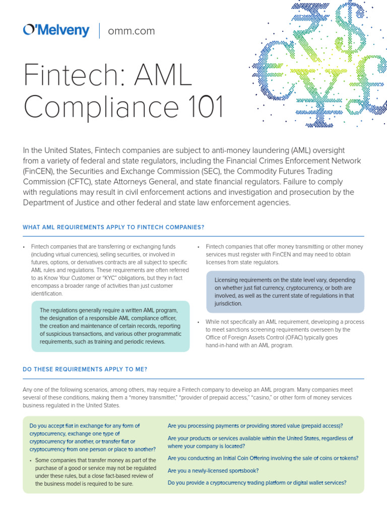 Fintech Aml Compliance 101 | PDF | Cryptocurrency | Financial Markets