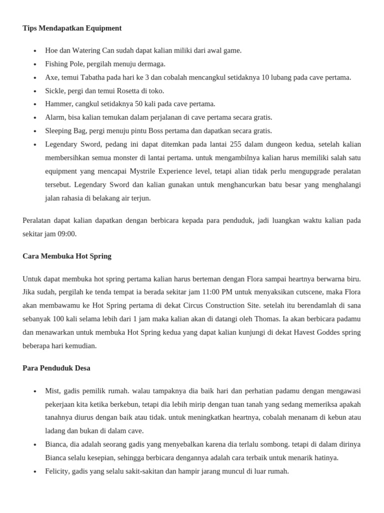 Harvest Moon DS Guide | PDF