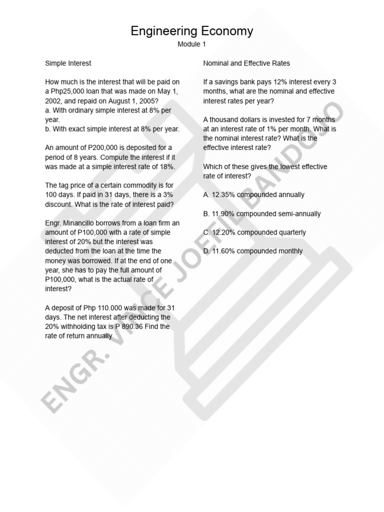 Engineering Economy 1 | PDF