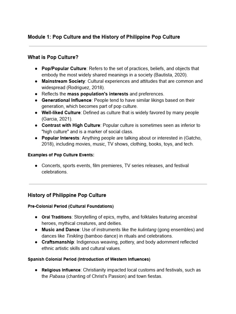 module 1 and 2 | PDF | Philippines | Popular Culture
