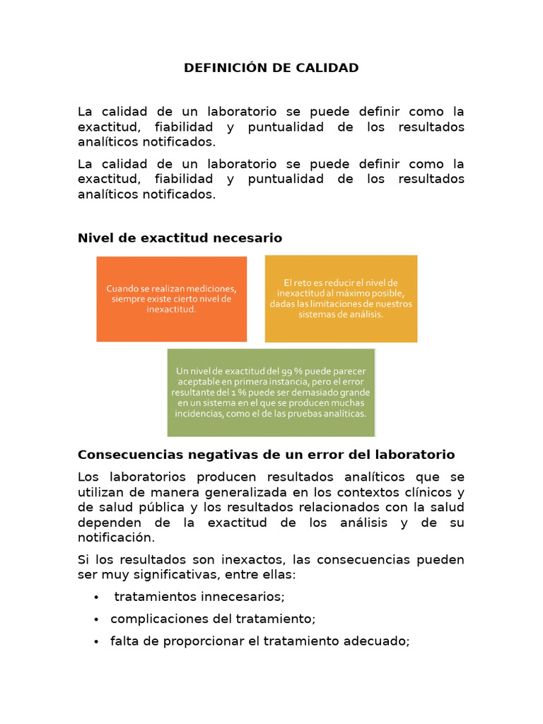 Definición de Calidad | PDF | Laboratorios | Gestión de la calidad