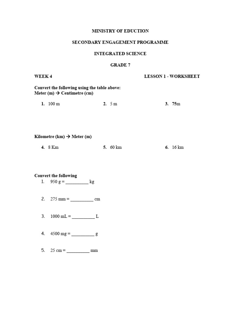 calculation worksheet Week 4 Lesson 1 Worksheets 1 and Answersheets | PDF